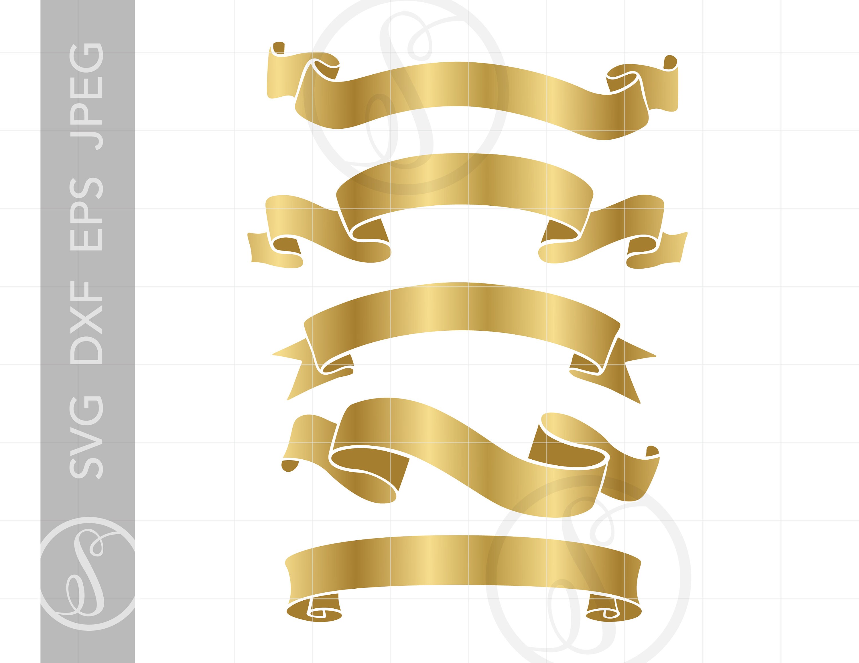 Gold Ribbon Banners Svg Cut File Clipart Descargas de imágenes - Etsy ...
