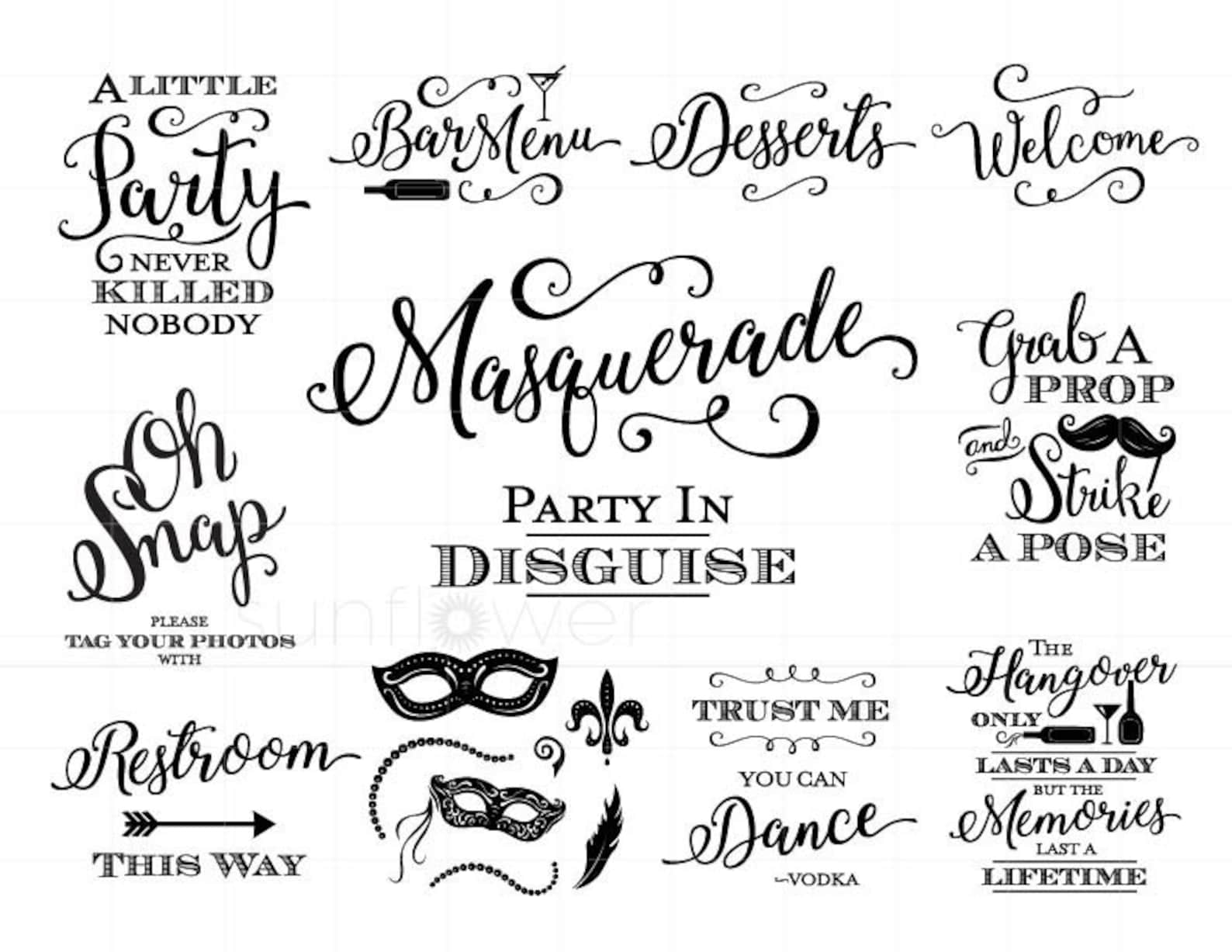 Masquerade SVG Bundle Masquerade Party Sign Svg Masquerade - Etsy