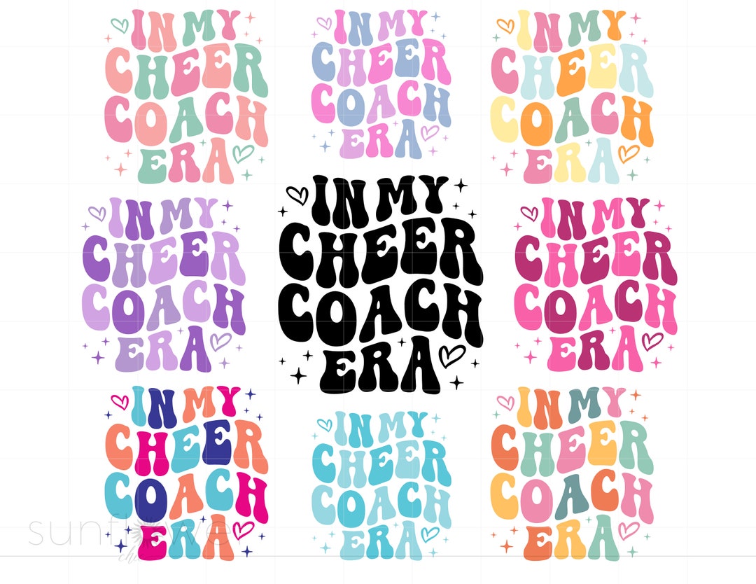 In My Cheer Coach Era Svg Bundle, Wavy Text Groovy Letters Cheer Shirt ...