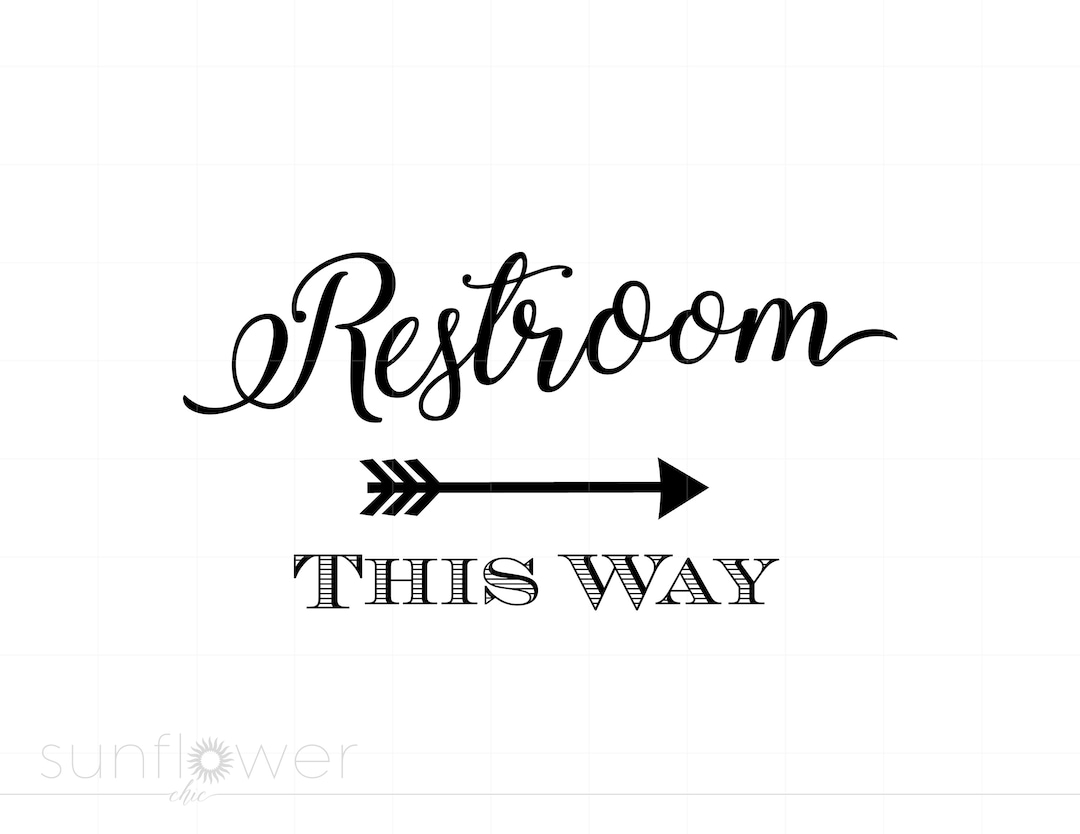 Restroom This Way Sign Art SVG, Restroom Arrow SVG, Restroom Svg Cut ...