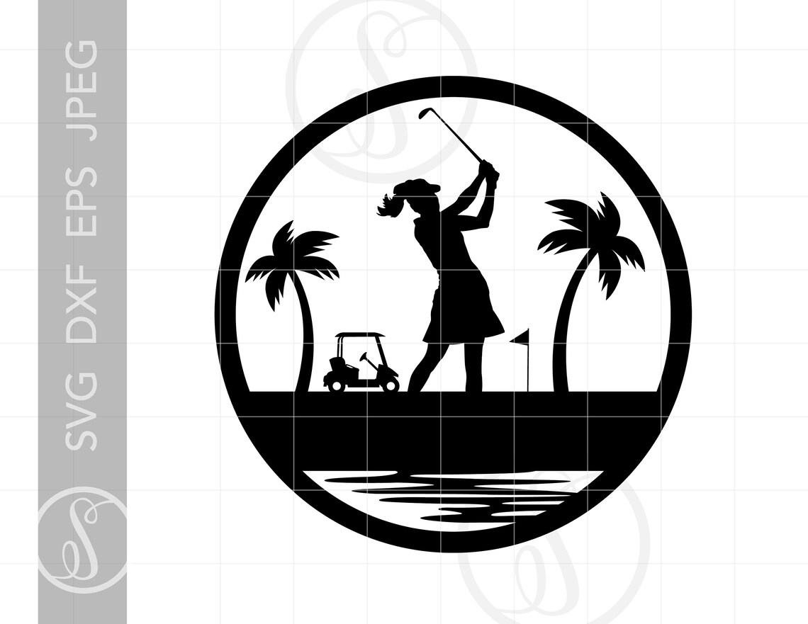 Lady Golfing SVG Monogram Frame Girl Golfer Silhouette - Etsy