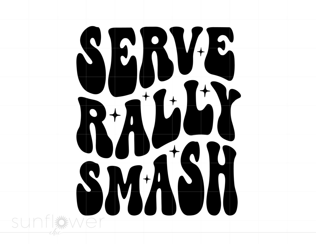 Serve Rally Smash Svg, Wavy Text Tennis Shirt Design, Cricut Silhouette ...