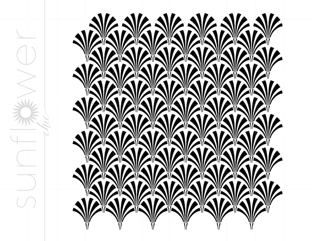 Art Deco Fan Pattern SVG Download | Art Deco Fan Pattern Silhouette Cut File for Cricut | Vector ...