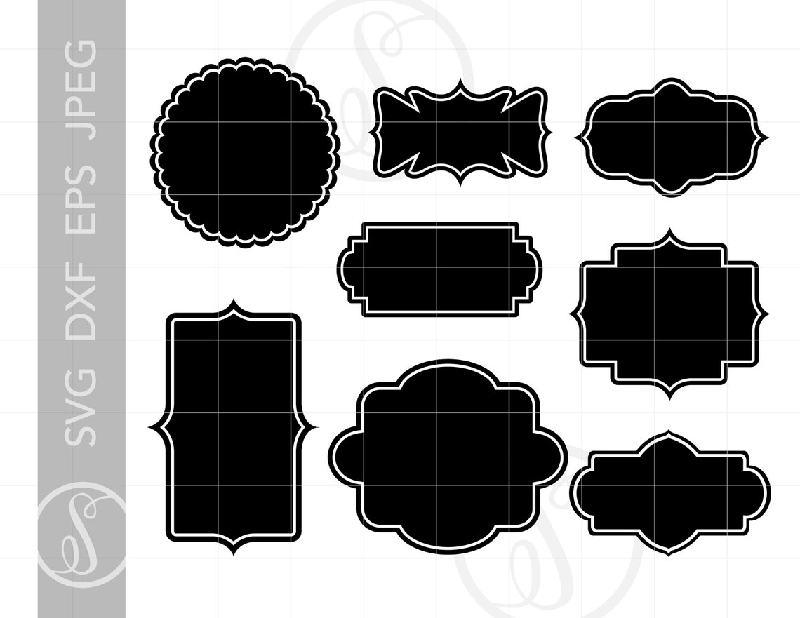 Frame Svg Cut Files Clipart Downloads Label Svg Dxf Pdf | Etsy
