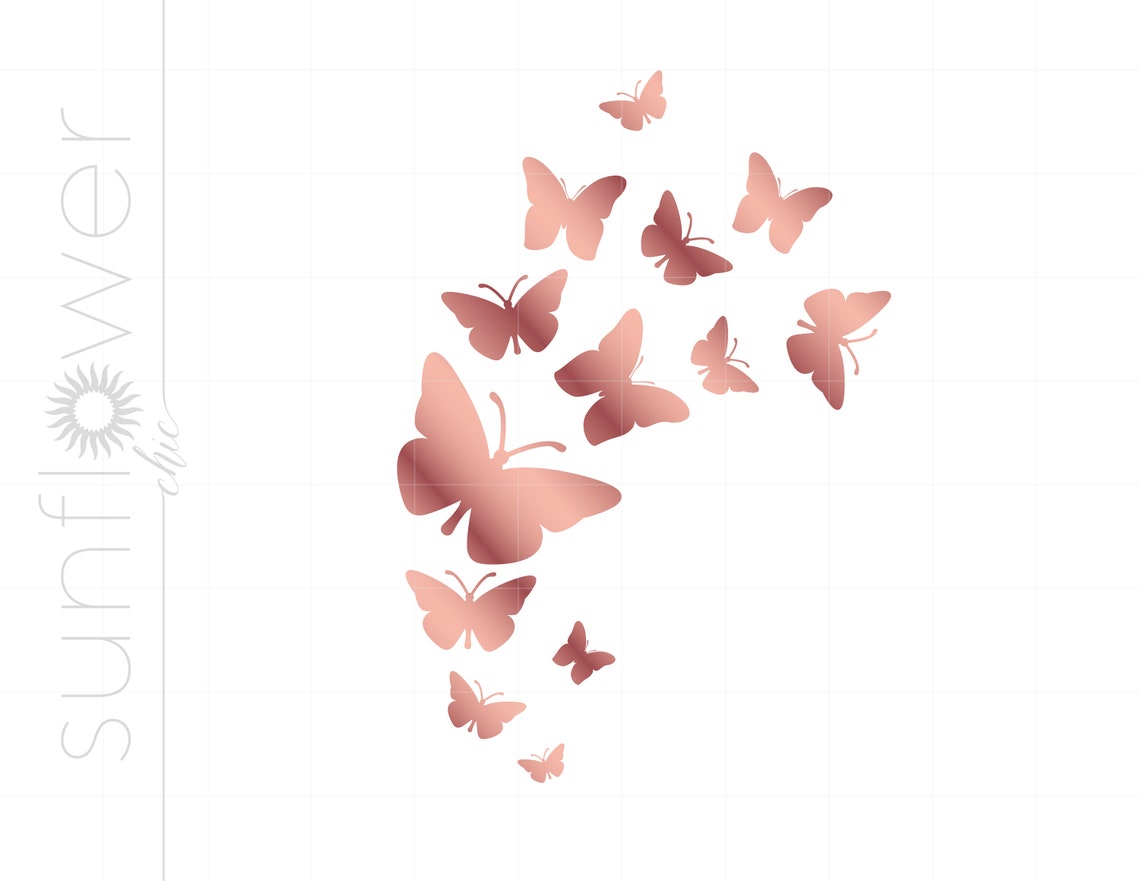 Rose Gold Floating Butterflies SVG Clipart Floating - Etsy