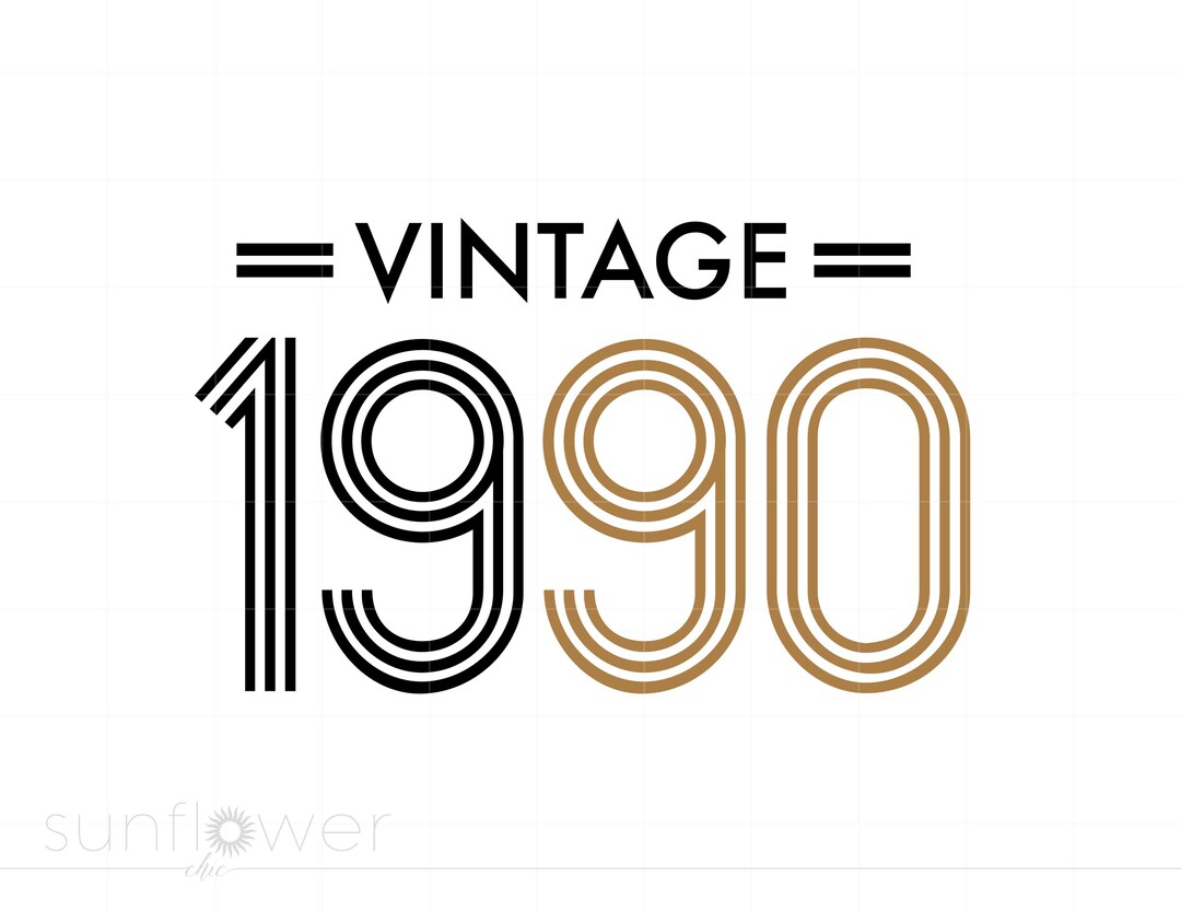 1990 Birthday Svg, Vintage 1990 SVG Clipart, Vintage 1990 Cut File for ...