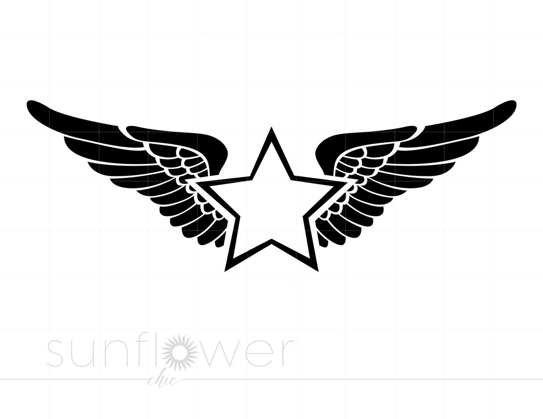 Winged Star Monogram Frame SVG | Winged Star Clipart | Winged Star ...