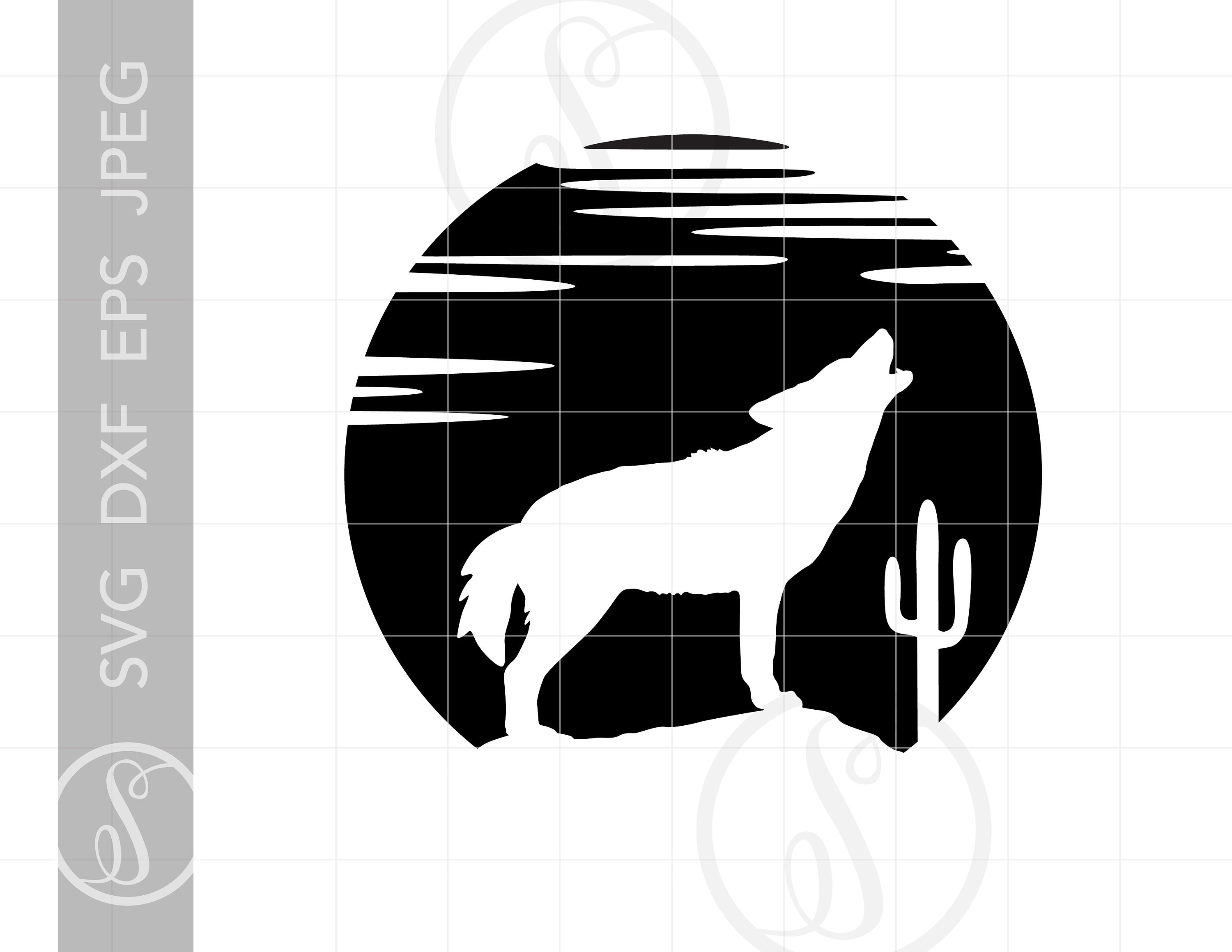 Coyote Moon Silhouette SVG Coyote Moon Download Cut File | Etsy
