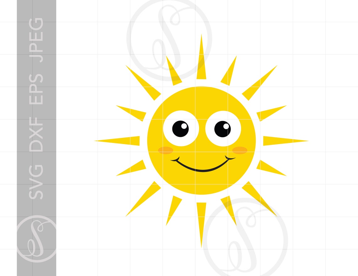 Smile Face Sun SVG Clipart Sun Silhouette Cut File Vector - Etsy