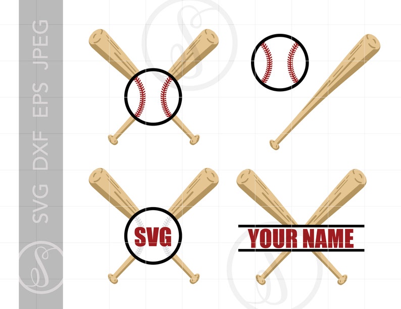 Baseball Monogram SVG Baseball Bat Clip Art Download - Etsy