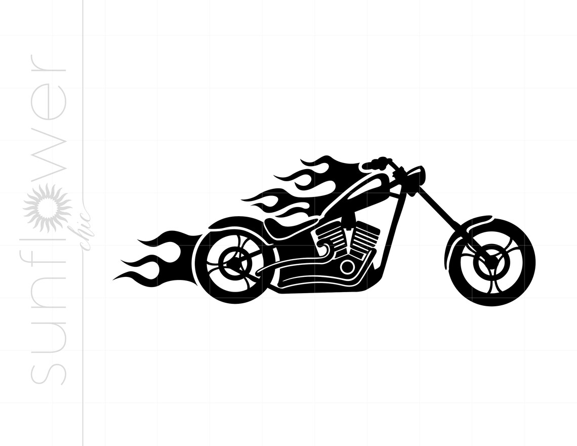 Motorcycle Flames SVG Clipart | Motorcycle Flames Silhouette Cut File ...