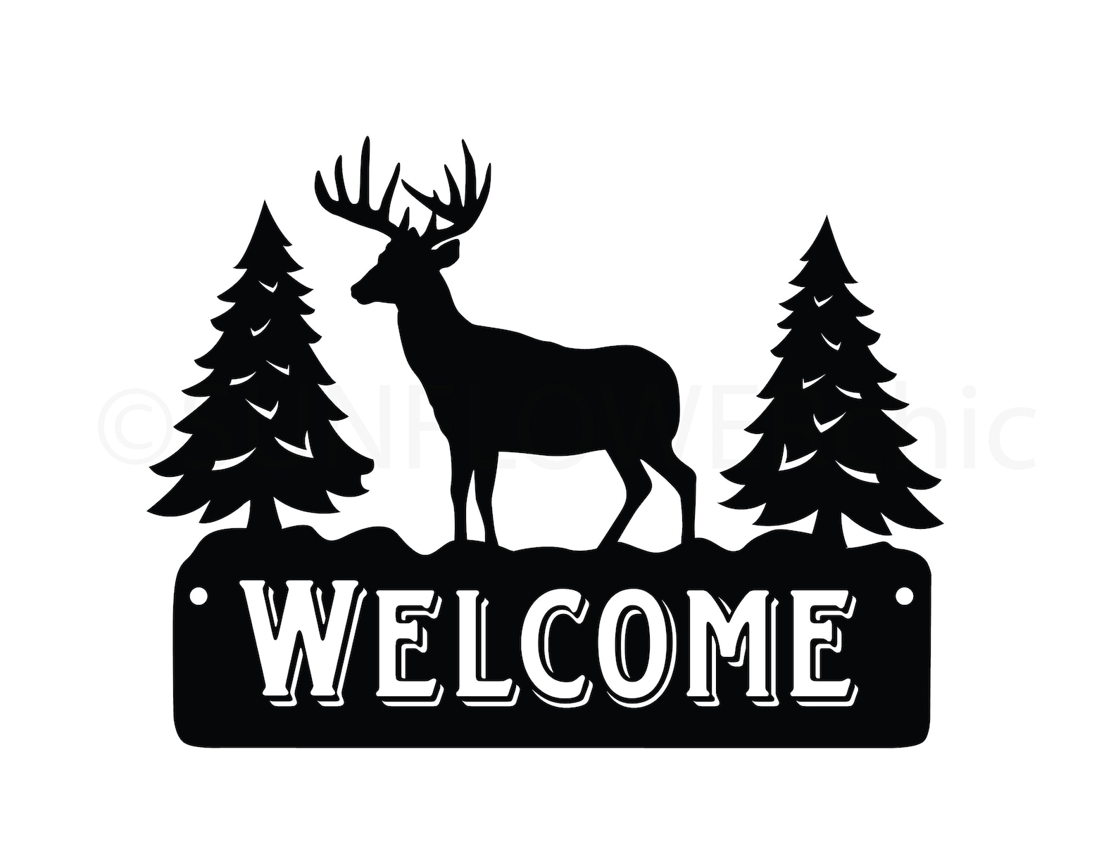Deer Welcome Sign SVG Cut File Welcome Deer Silhouette - Etsy