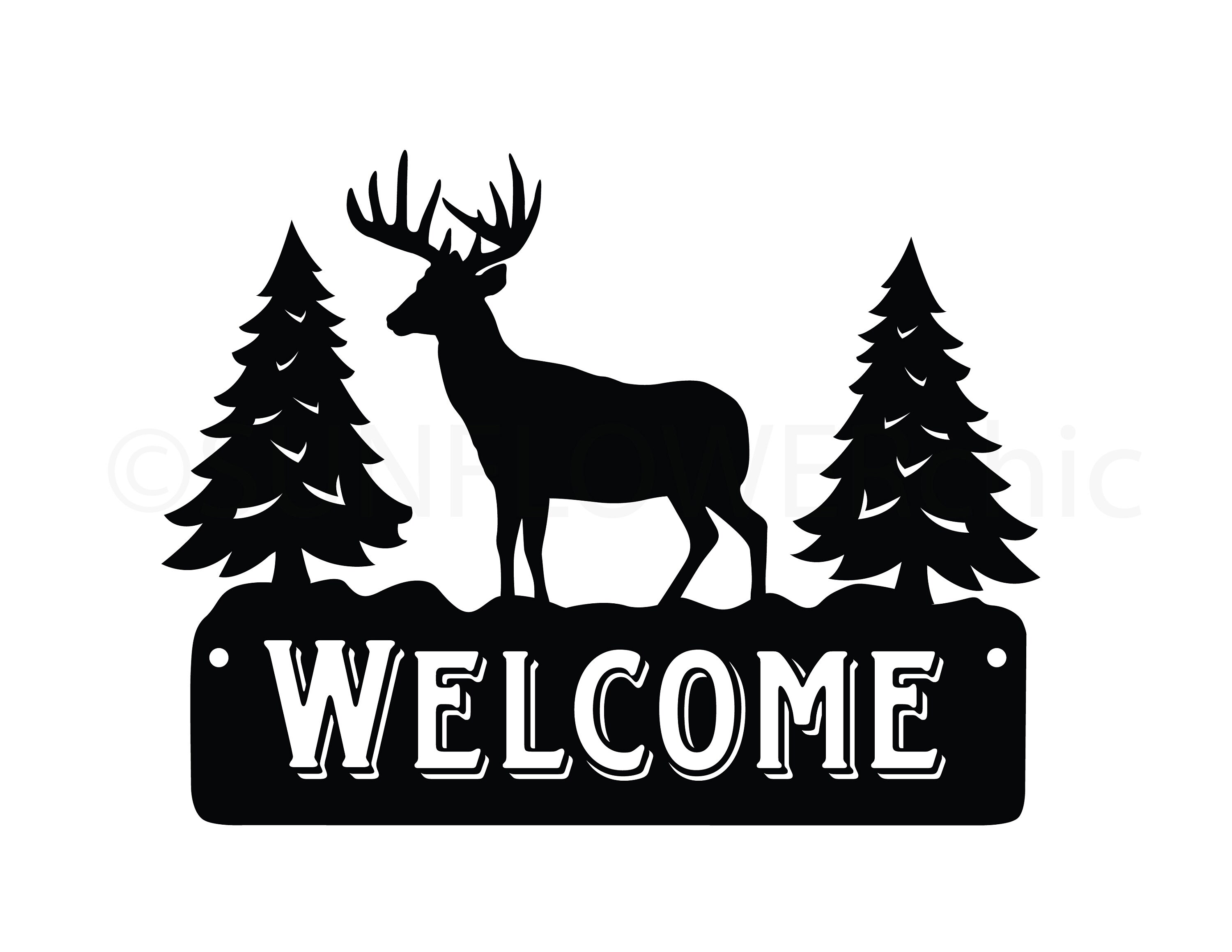 Deer Welcome Sign SVG Cut File Welcome Deer Silhouette - Etsy Australia