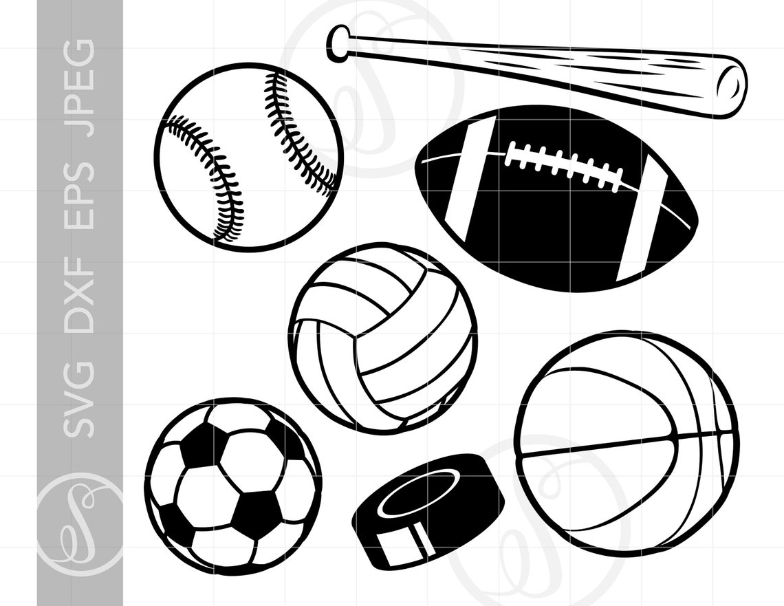 Sports Balls Cut File Clipart Sports Theme Downloads | Etsy