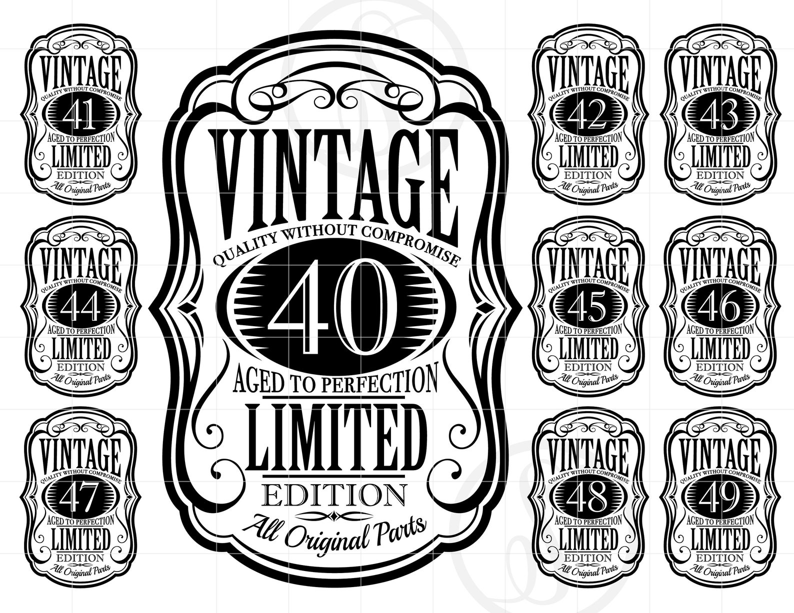 Vintage 40's SVG | Vintage 40-49 SVG Clipart | Aged to Perfection Cut ...