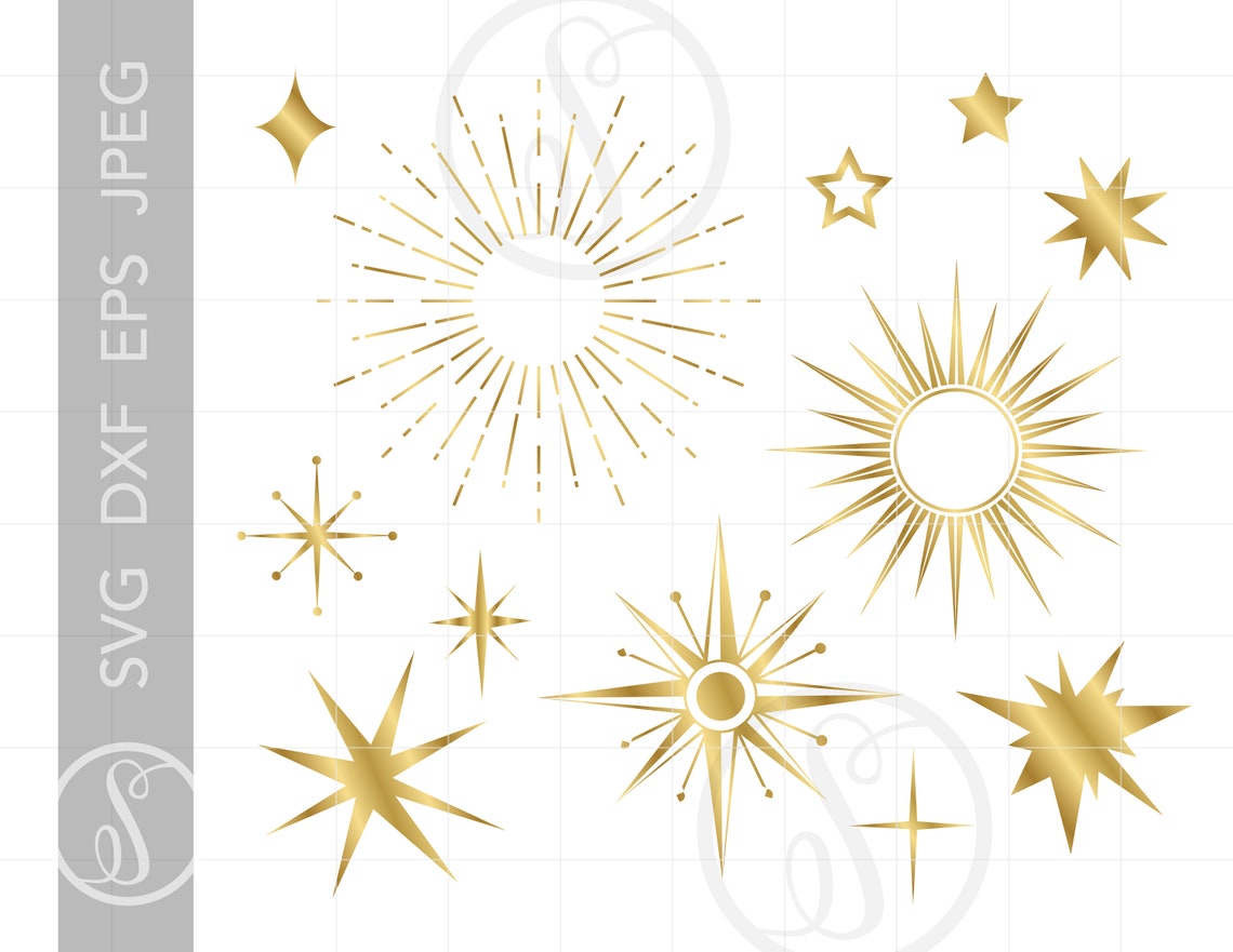 Gold Starburst SVG Downloads Star Cut File Clipart Downloads - Etsy