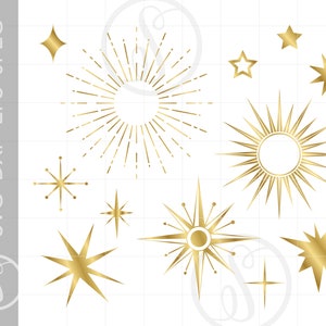 Gold Starburst SVG Downloads Star Cut File Clipart Downloads - Etsy
