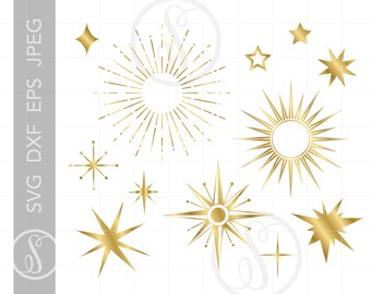 Starburst SVG Downloads Star Cut File Clipart Downloads | Etsy