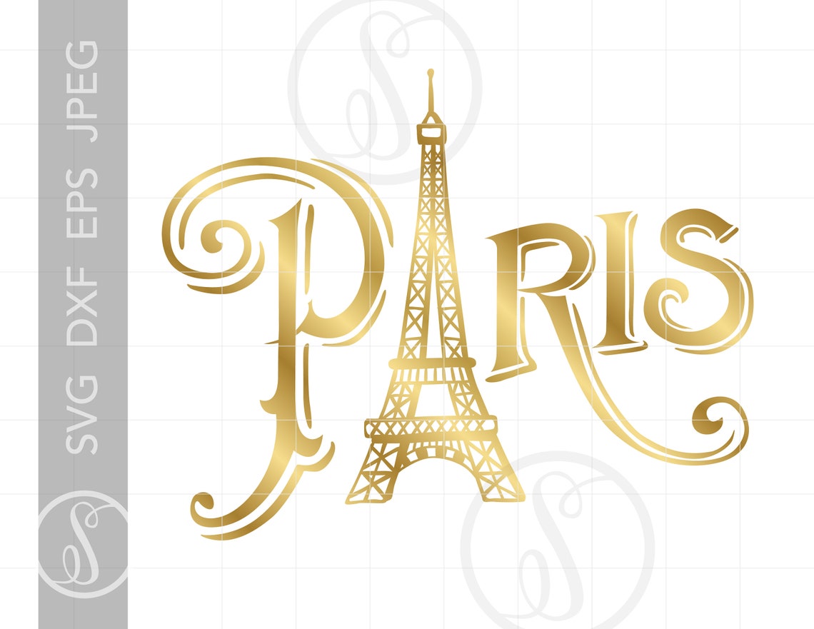 Gold PARIS Shirt Art Svg Print and Cut Files Downloads Gold | Etsy