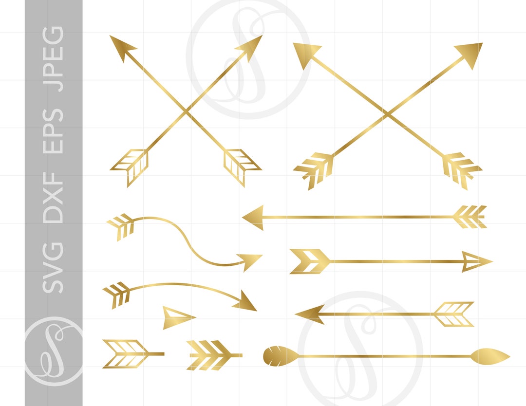 Gold Arrows SVG Clip Art Cut Files | Gold Vector Arrow Svg Dxf Pdf ...