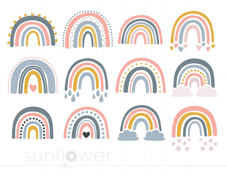 Boho Rainbows SVG Bundle Boho Rainbows Svg Clipart Boho - Etsy