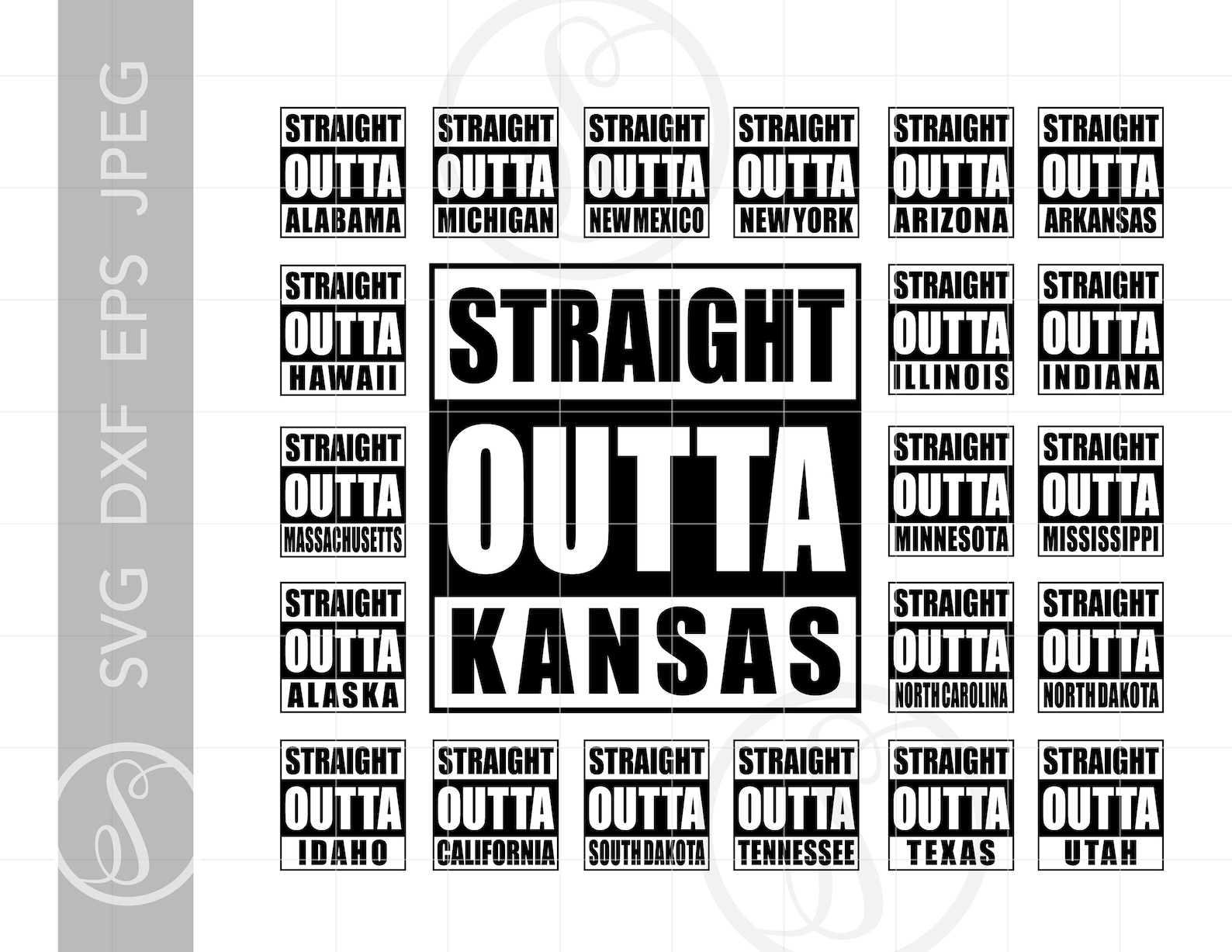 Straight Outta States SVG Silhouette Cut Files Vector | Etsy