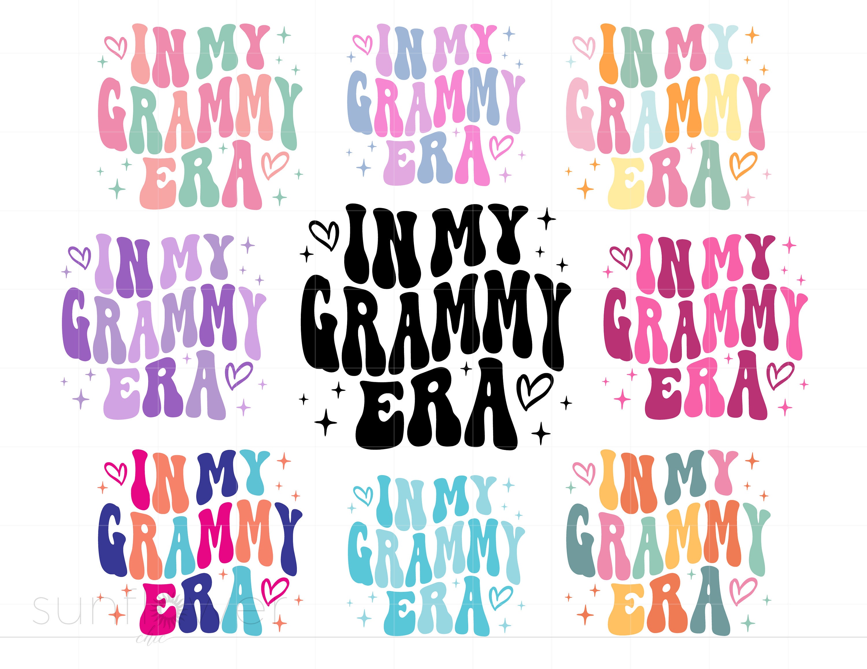 In My Grammy Era Svg Bundle, Groovy Wavy Text Grandma Shirt Gift Svg ...