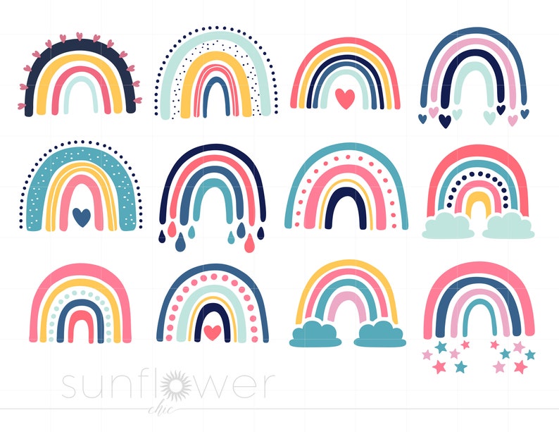 Boho Rainbows SVG Bundle Boho Rainbows Svg Clipart Boho - Etsy