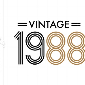1988 Birthday SVG | Vintage 1988 SVG Clipart | Vintage 1988 Cut File ...