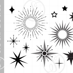 Starburst SVG Downloads Star Cut File Clipart Downloads | Etsy