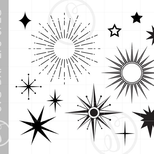 Gold Starburst SVG Downloads Star Cut File Clipart Downloads - Etsy