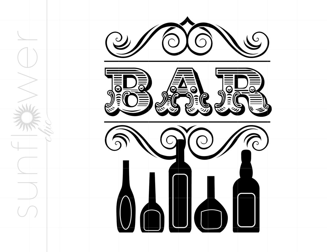 Party Bar Sign Art SVG Design | BAR SVG Dxf Eps Cut File Downloads ...