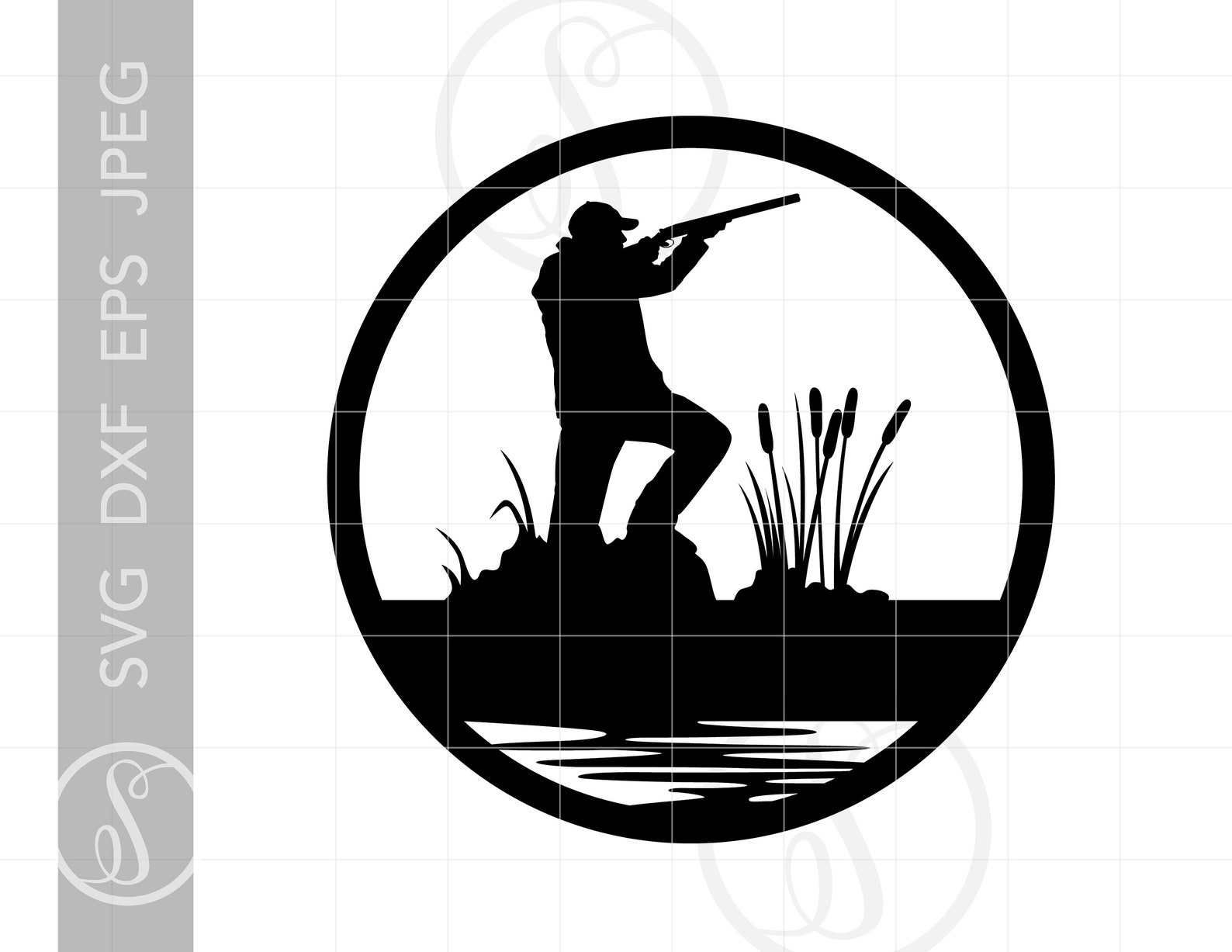 Hunting Monogram Design SVG Hunter Silhouette Download Cut | Etsy