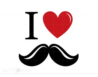 I Heart Mustache SVG, Mustache Clipart ,love Mustaches Cut File Svg - Etsy
