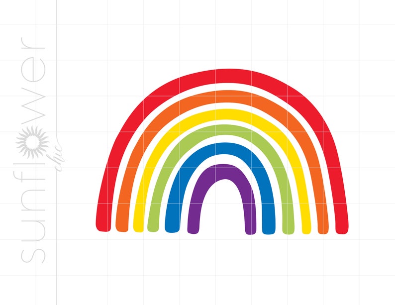 Rainbow SVG Boho Rainbow Cut File Clipart Hand Drawn - Etsy