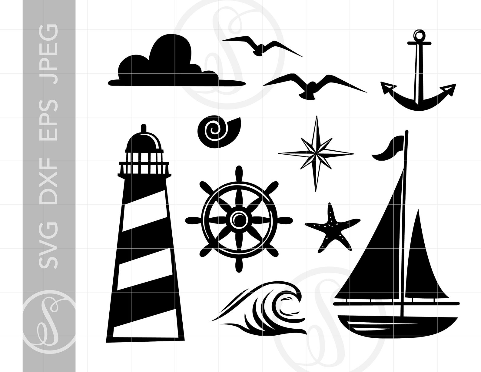 NAUTICAL Svg Cut File Clipart Downloads Sailboat Svg Lighthouse Svg ...