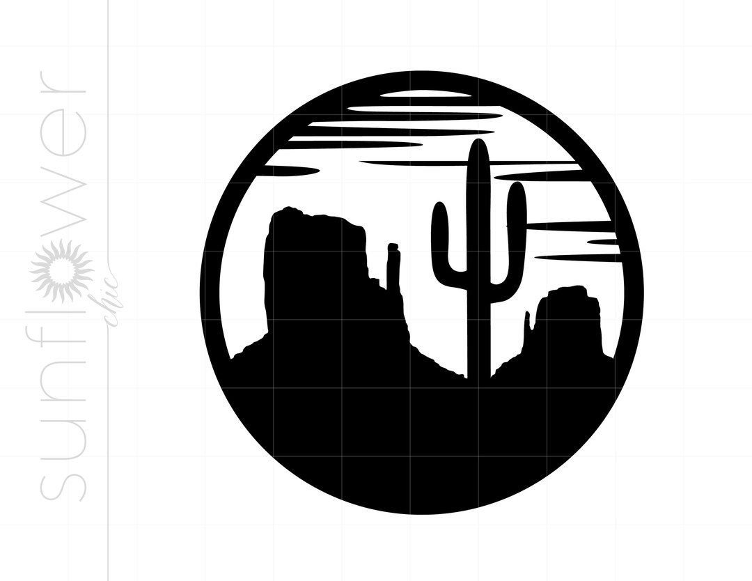 Desert Design SVG | Desert Silhouette Download Cut File Monogram ...