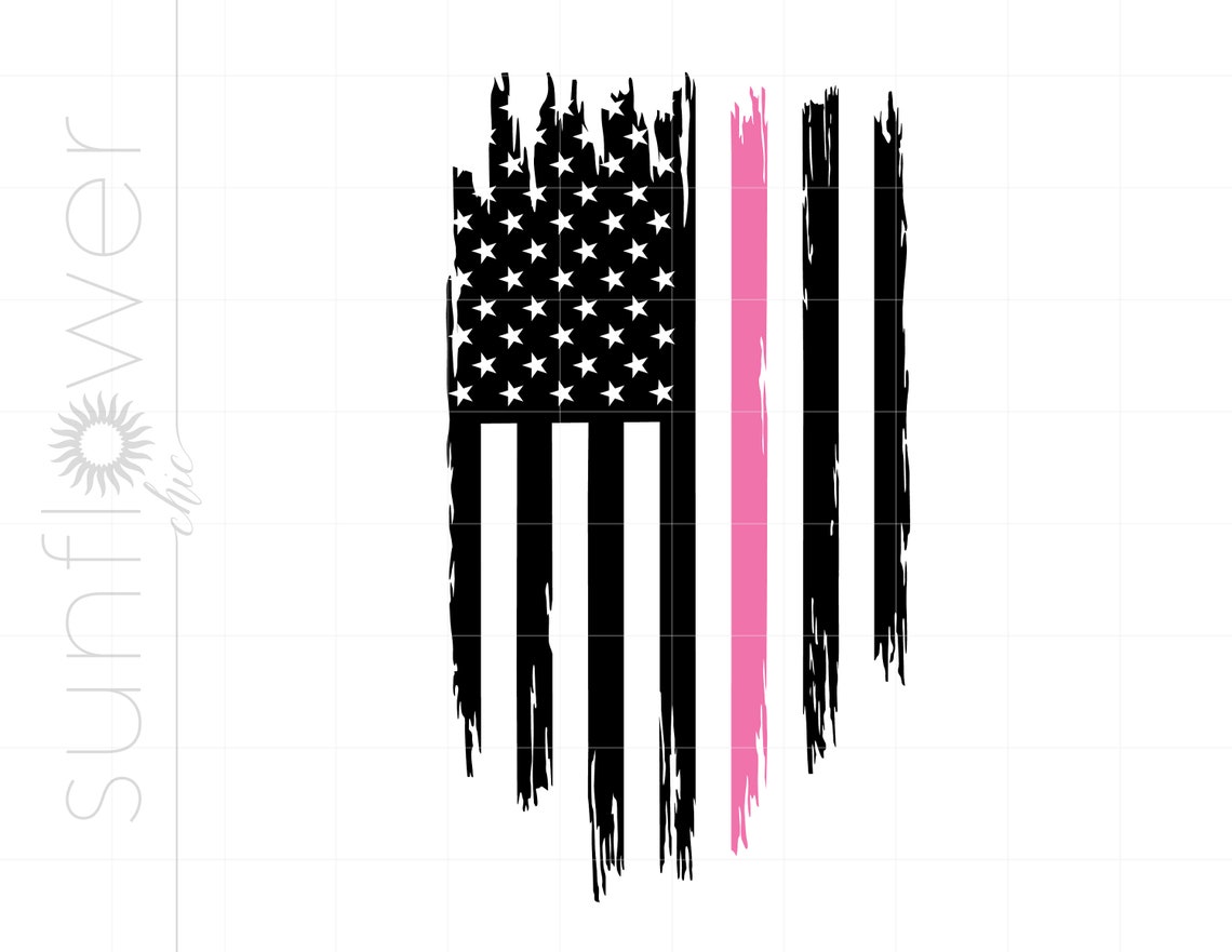American Flag Svg Pink Line American Flag Svg Cut Files - Etsy