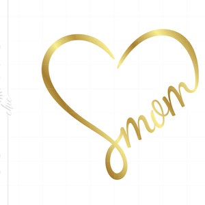 Gold Mom Script Heart SVG Clipart | Gold Mom Script Heart Silhouette ...
