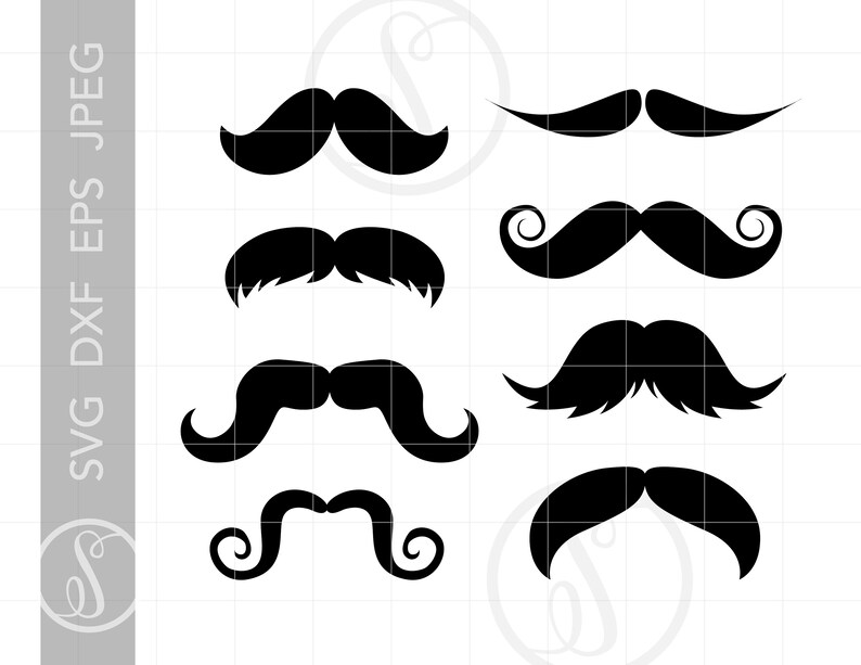 Mustaches Svg Cut File Clipart Downloads Mustache Svg Dxf | Etsy