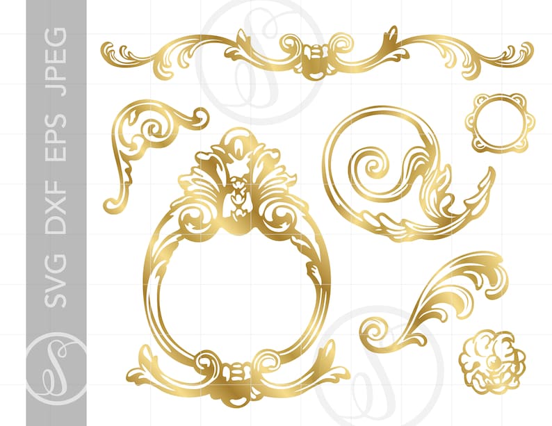 Gold SVG Dxf Eps Jpeg Downloads Gold Baroque Ornaments Svg - Etsy