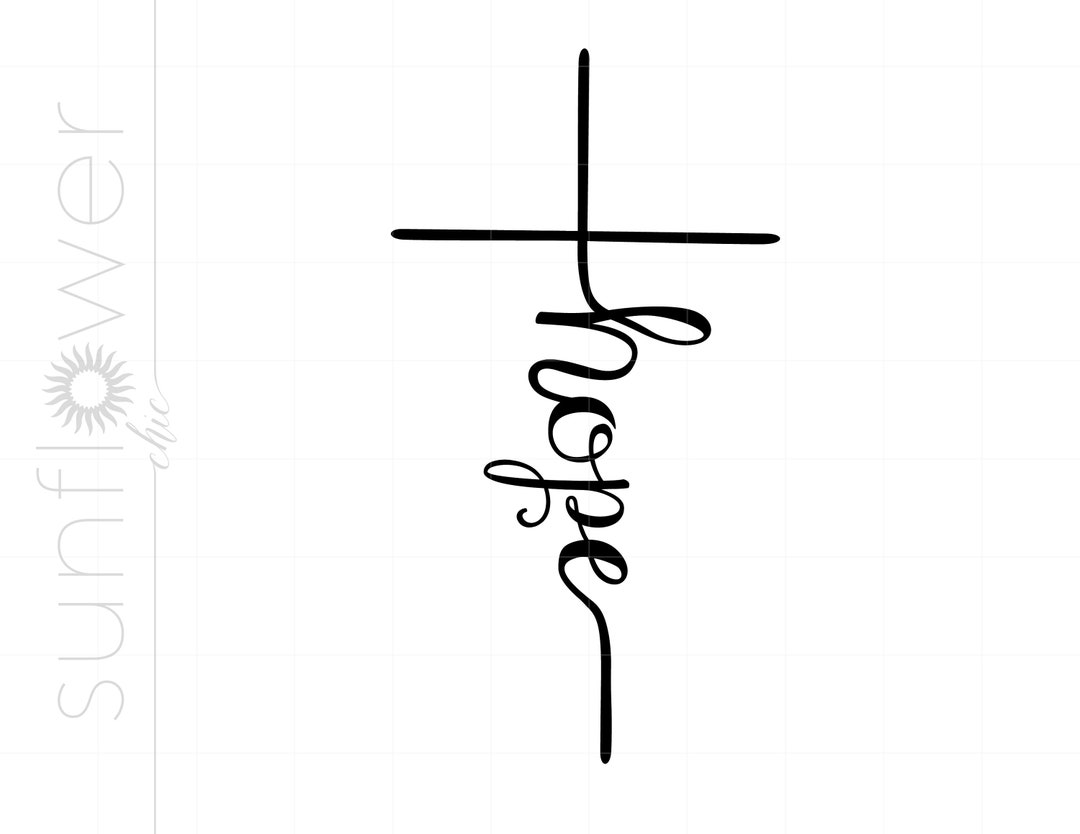 HOPE SCRIPT CROSS Svg Cut Files Clipart Downloads | Hope Svg Dxf Pdf ...