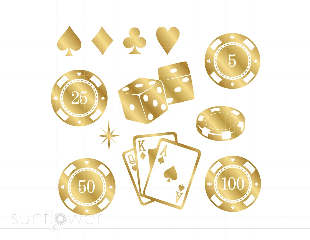 Casino Clip Art Svg Download, Gold Poker Card Party Decorations Svg Png ...