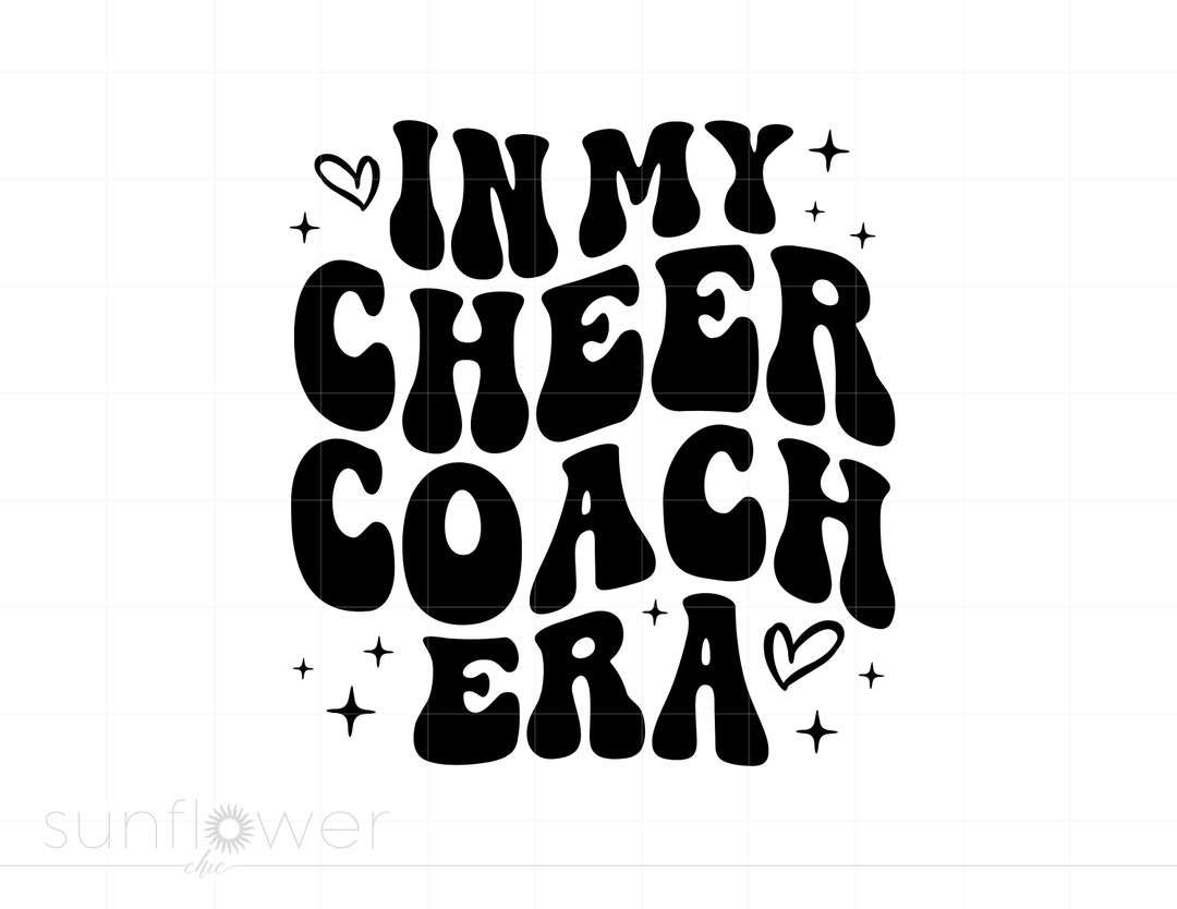 In My Cheer Coach Era Svg, Wavy Text Groovy Letters Cheer Shirt Svg ...