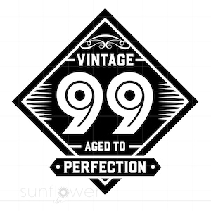 99 SVG Clipart | Vintage 99 Cut File | Vintage 99 Aged to Perfection ...