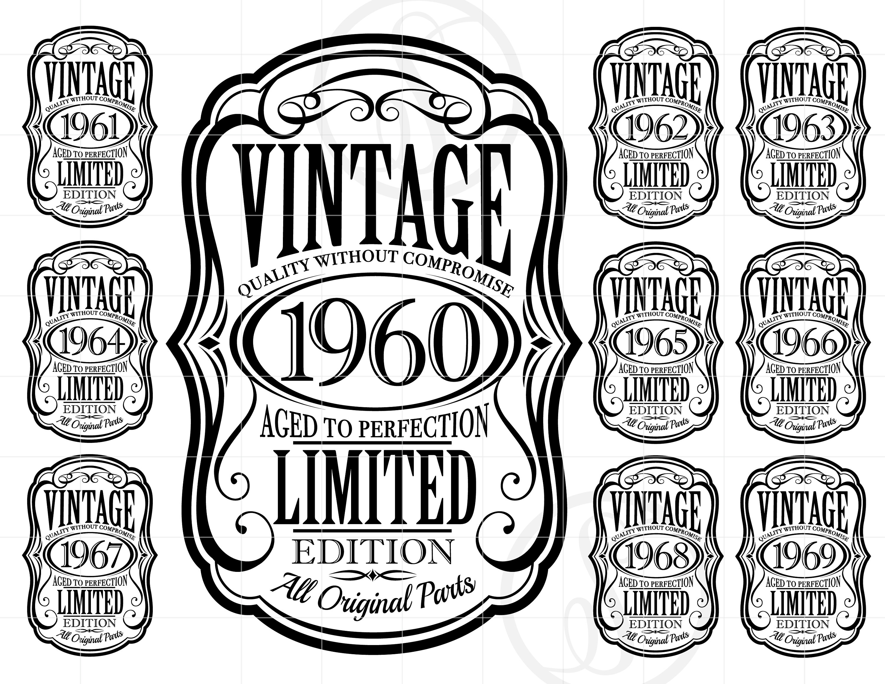 Vintage 1960's SVG Vintage 1960-69 SVG Clipart Aged To | Etsy