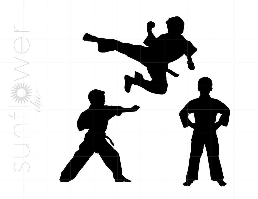 Karate Kid SVG Boy Karate Silhouette Clipart Karate Silhouette Cut File ...