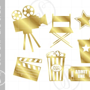 Gold Movie Theme Svg Cut File Clipart Downloads Gold Movie - Etsy