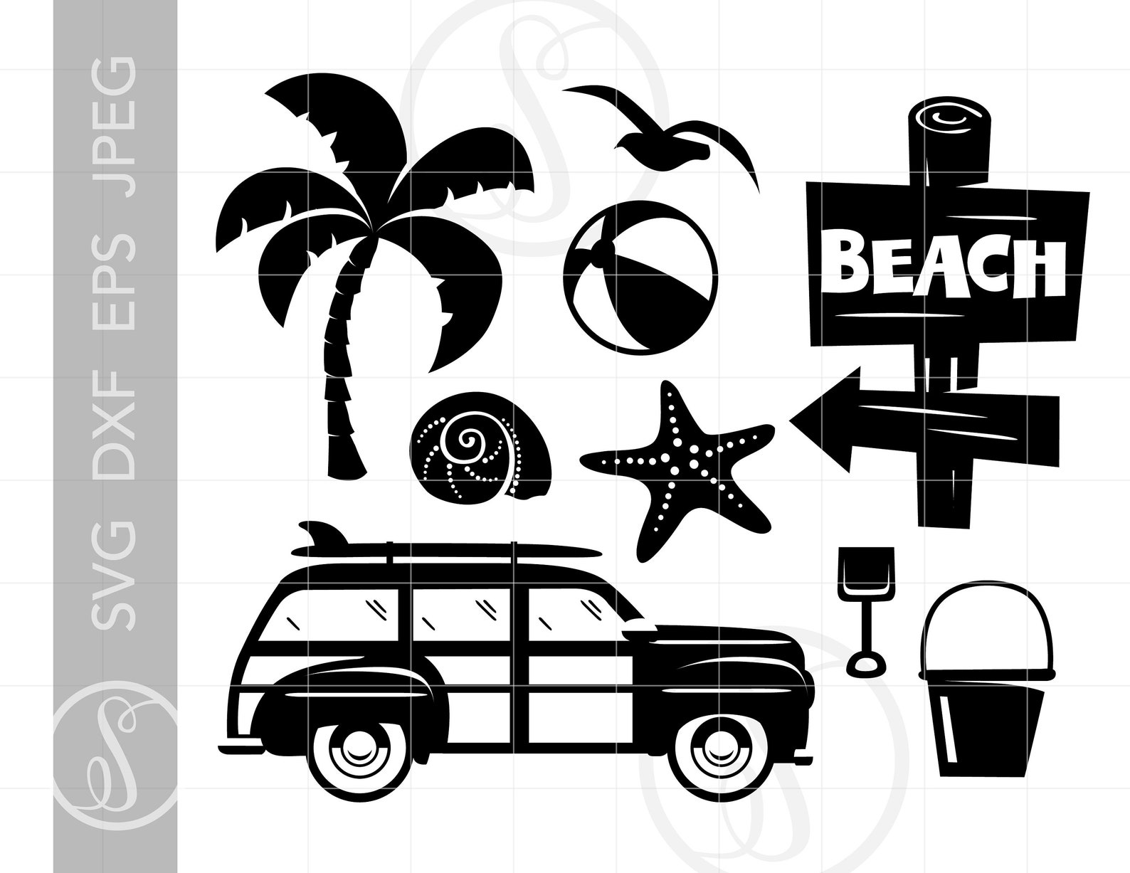 BEACH Svg Cut File Clipart Downloads Beach Vacation Svg Dxf | Etsy
