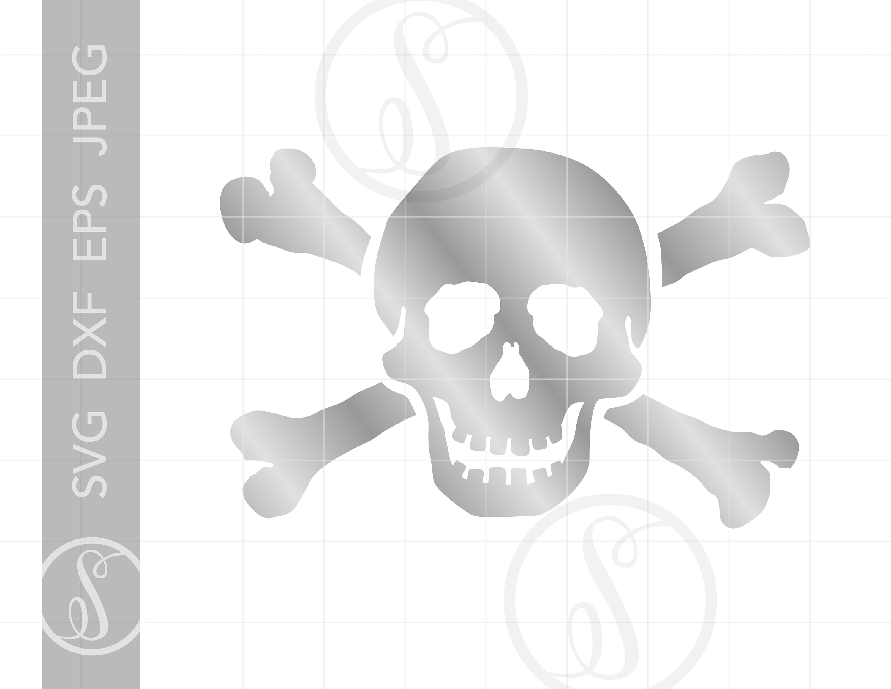 Silver Skull Crossbones SVG Clipart Silver Skull Crossbones | Etsy